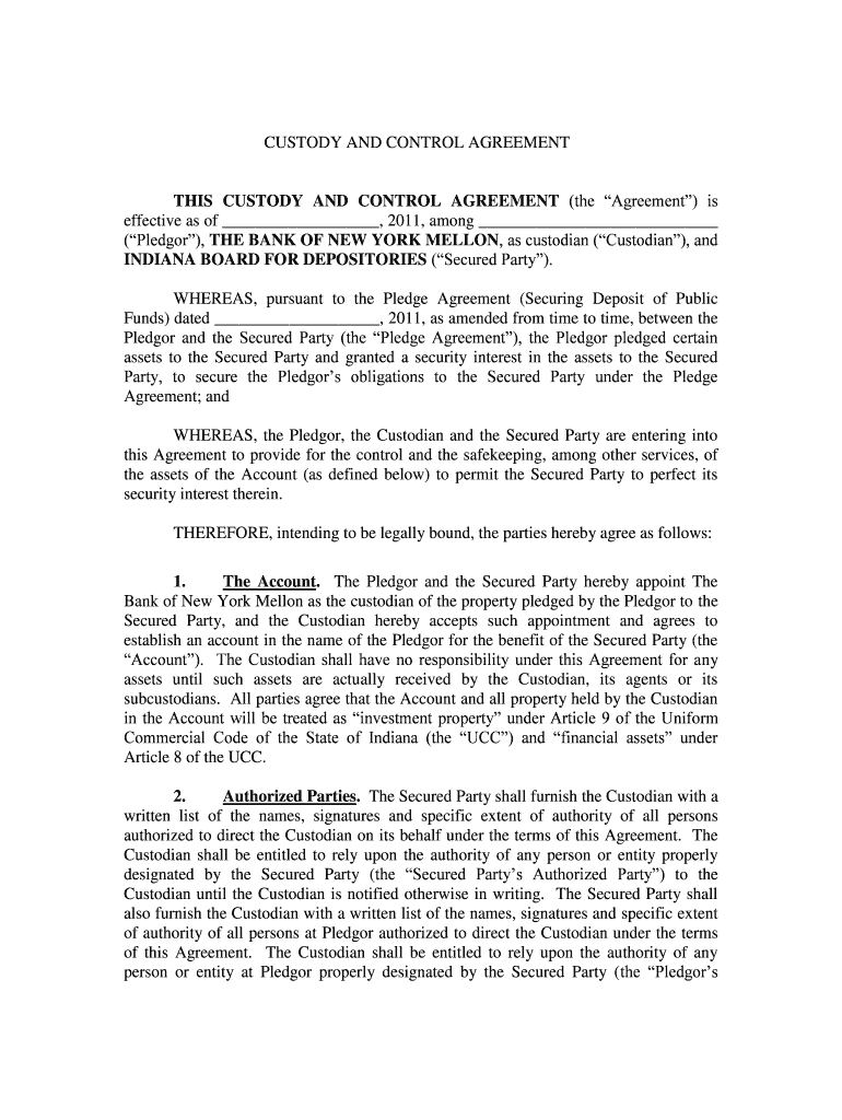 Fillable Online Custody and Control Agreement Fax Email Print - pdfFiller