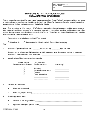 Fillable Online Emissions Activity Category Form for Metal Salvage ...