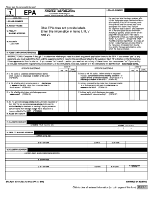Fillable Online epa ohio NPDES Form 1 Application - Ohio EPA - epa ohio ...