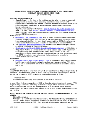 Fillable Online odh ohio SHIGA TOXIN PRODUCING ENTEROHEMORRHAGIC E ...