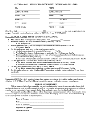 Fillable Online ok 49 CFR Part 40.25: REQUEST FOR INFORMATION FROM ...