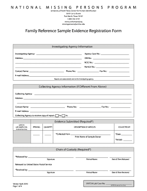 Fillable Online oregon Family Reference Sample Evidence Registration ...