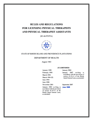 Fillable Online Licensing Rules for Physical Therapists and Assistants ...