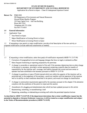 Fillable Online denr sd STATE OF SOUTH DAKOTA DEPARTMENT OF ENVIRONMENT ...