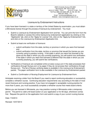 Fillable Online Licensure by Endorsement Instructions Fax Email Print ...