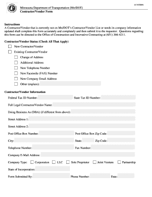 Fillable Online Minnesota Department of Transportation Contractor ...