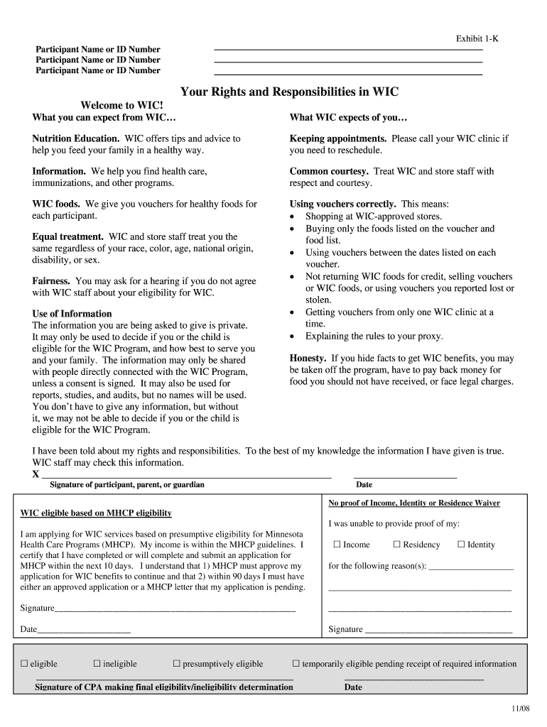 Fillable Online Your Rights and Responsibilities in WIC Fax Email Print ...