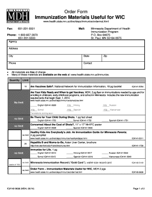 Fillable Online health state mn Immunization Materials Useful for WIC ...