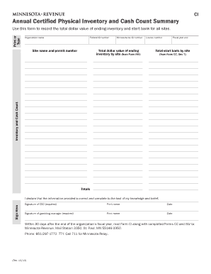Fillable Online CI, Annual Certified Physical Inventory and Cash Count ...