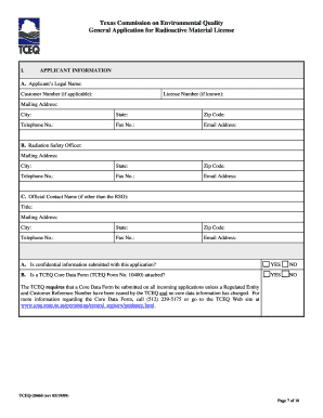 Fillable Online tceq texas tceq part a application radioactive form Fax ...