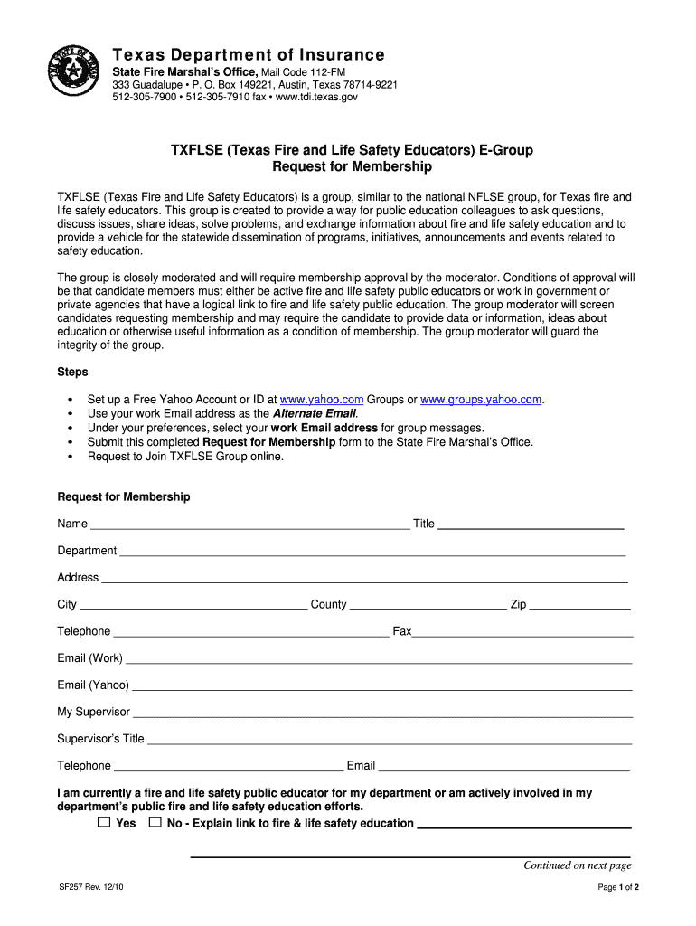Fillable Online TXFLSE Membership Request Form Fax Email Print - pdfFiller