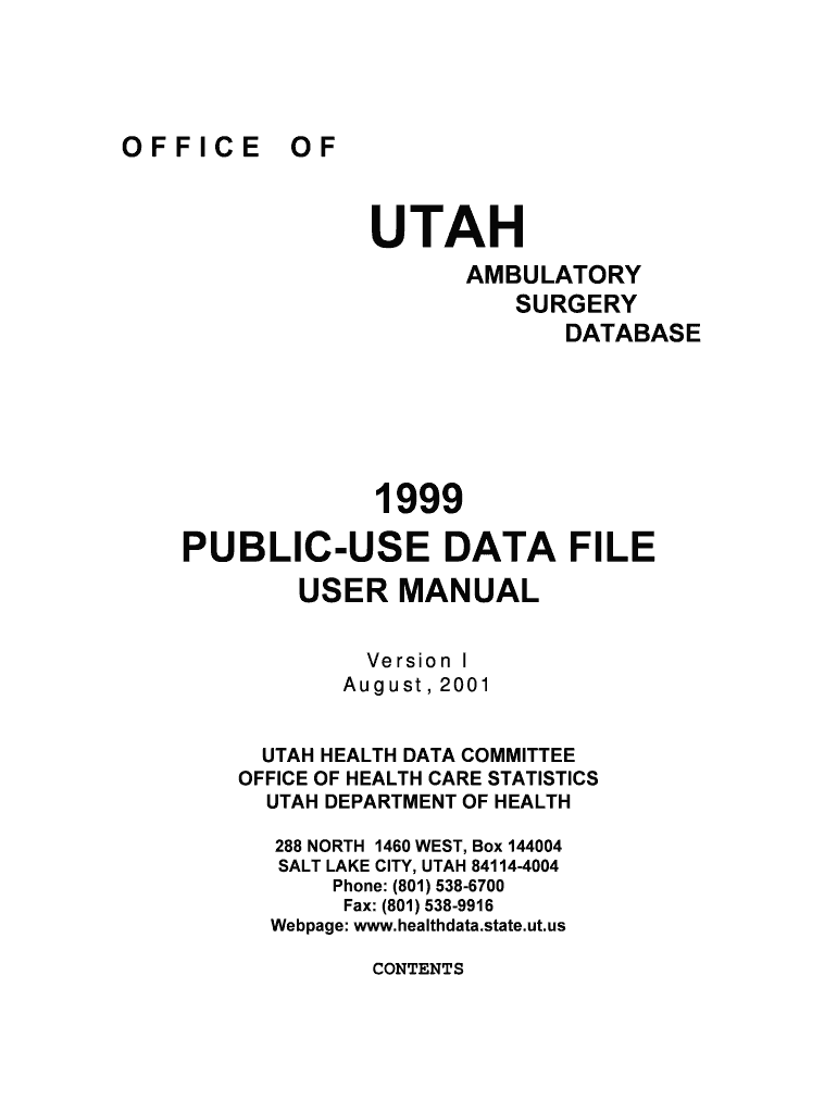 Fillable Online Utah Ambulatory Surgery Database User Manual Fax Email Print - pdfFiller