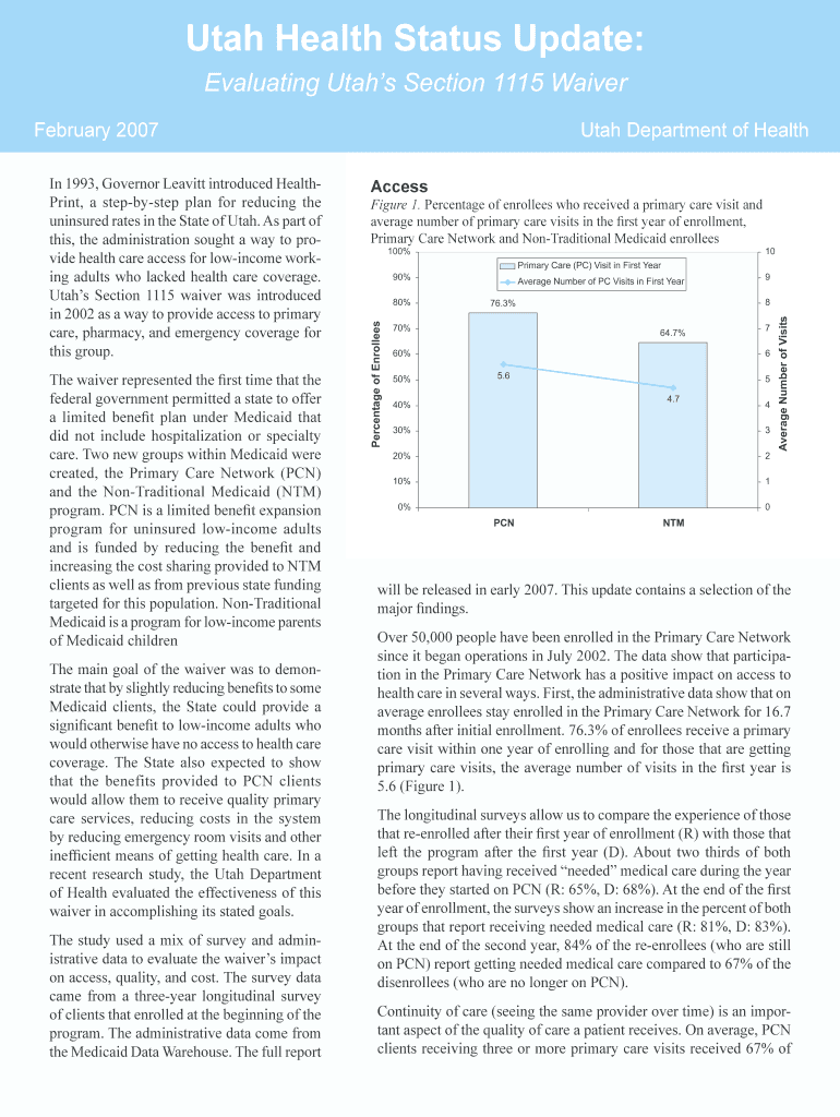 Fillable Online health utah 0702_PCN Eval.indd - Utah Department of ...