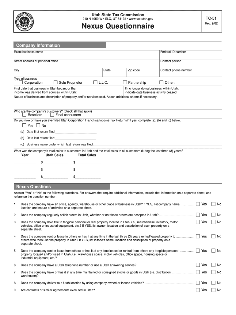 2002 Form UT TC 51 Fill Online Printable Fillable Blank PdfFiller
