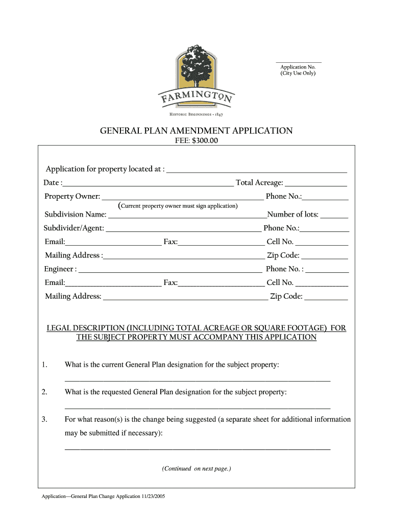 Fillable Online General Plan Amendment Application Fax Email Print ...