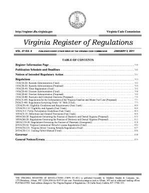Gov Virginia Code Commission Virginia Register Of Regulations VOL ...