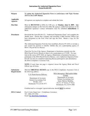 Fillable Online doa virginia Authorized Signatories Form - Virginia ...