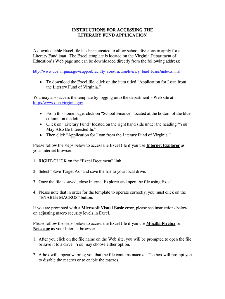 Fillable Online Instructions for Accessing the Literary Fund ...