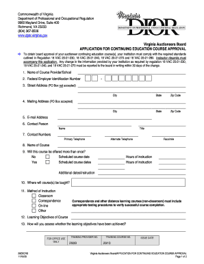 Fillable Online dpor virginia Virginia Auctioneers Board APPLICATION ...