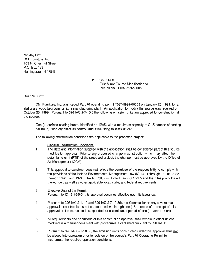 Fillable Online First Minor Source Modification Approval Fax Email ...