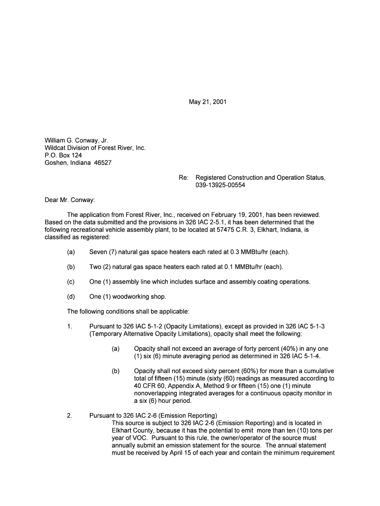 Fillable Online Technical Support Document (TSD) for Registration of Forest River, Inc. Fax ...