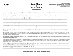 Fillable Online dhs wisconsin FoodShare Application for Evacuees ...