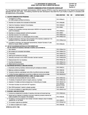 Fillable Online aphis usda HAZARD COMMUNICATION STANDARD CHECKLIST Fax ...