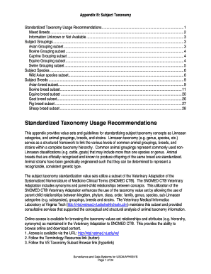 Fillable Online aphis usda Appendix B: Subject Taxonomy Fax Email Print ...