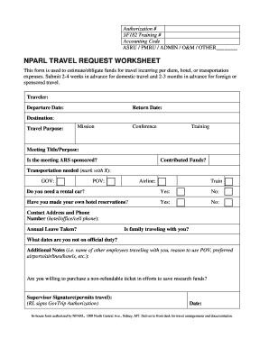 Fillable Online ars usda SOP Travel Requirements - Agricultural ...
