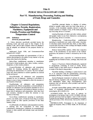 Title 51 Louisiana Sanitary Code - Fill Online, Printable, Fillable ...