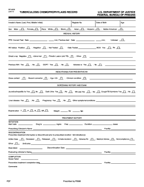 Fillable Online Tuberculosis Chemoprophylaxis Record Fax Email Print ...