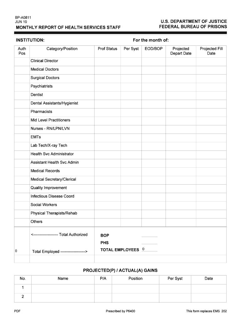 Fillable Online Monthly Report of Health Services Staff Fax Email Print ...