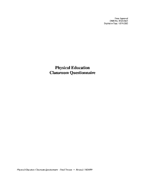 Fillable Online cdc Physical Education Classroom Questionnaire ...
