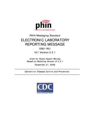 Fillable Online cdc PHIN Electronic Laboratory Reporting Message - ELR ...