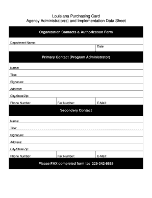 Program Administrator Form (LaCarte) - Louisiana - Doa Louisiana - Fill ...