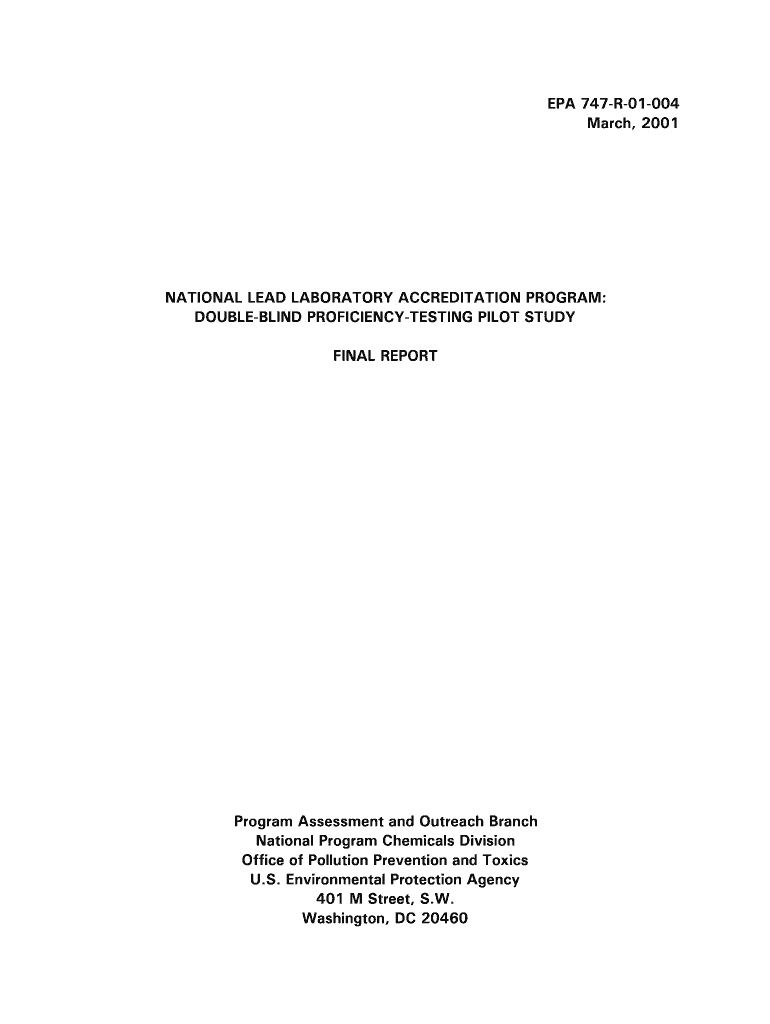 Fillable Online EPA 747-R-01-004 March, 2001 NATIONAL LEAD LABORATORY ...