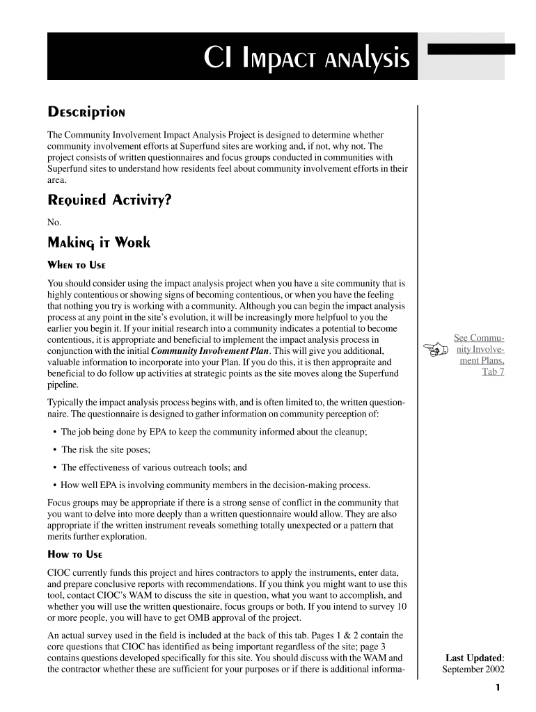 Community Involvement Impact Analysis - Environmental Protection - epa ...