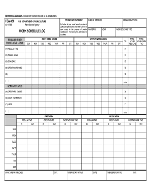 Fillable Online fsa usda WORK SCHEDULE LOG Fax Email Print - pdfFiller