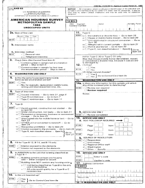 Fillable Online huduser American Housing Survey Metropolitan Sample ...