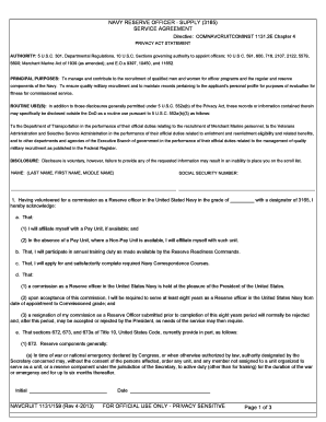 Fillable Online Navy Reserve Officer Service Agreement Fax Email Print ...