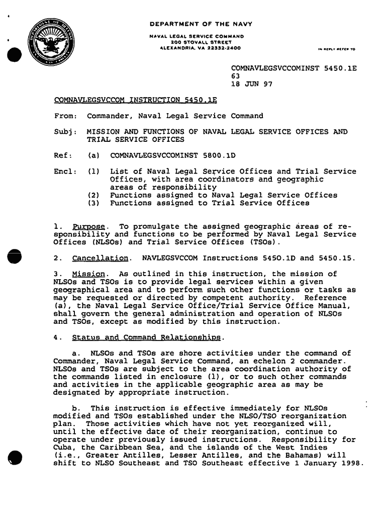 Fillable Online MISSION AND FUNCTIONS OF NAVAL LEGAL SERVICE OFFICES ...