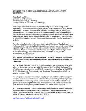 Fillable Online csrc nist SECURITY FOR ENTERPRISE TELEWORK AND REMOTE ...