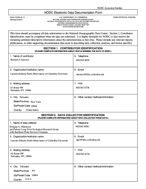 Fillable Online nodc noaa NODC Electronic Data Documentation Form ...