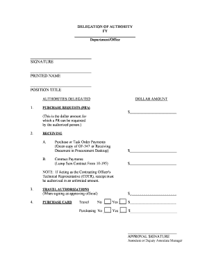 Fillable Online Delegation of Authority Document Fax Email Print ...