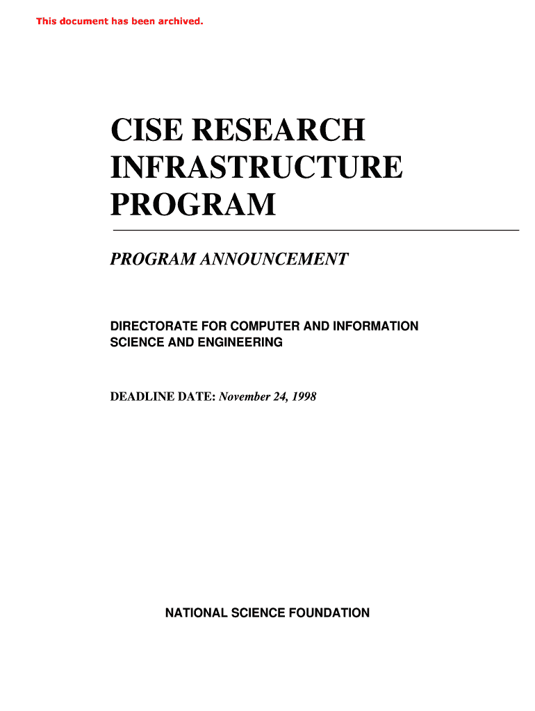 Fillable Online CISE Research Infrastructure Program Announcement Fax ...