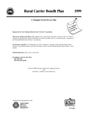 Fillable Online opm Rural Carrier Benefit Plan 1999 - opm Fax Email ...