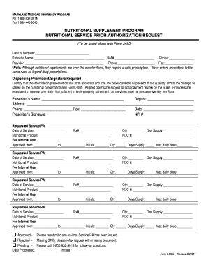 Fillable Online mmcp dhmh maryland NUTRITIONAL SUPPLEMENT PROGRAM NUTRITIONAL SERVICE ... - mmcp ...