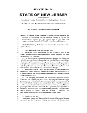 Fillable Online njleg state nj By Senators CONNORS and BASSANO Fax ...