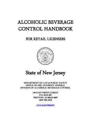 Fillable Online state nj 2009 Changes to ABC Retail Handbook Good ...
