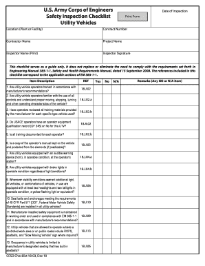 Fillable Online usace army U.S. Army Corps of Engineers Safety ...